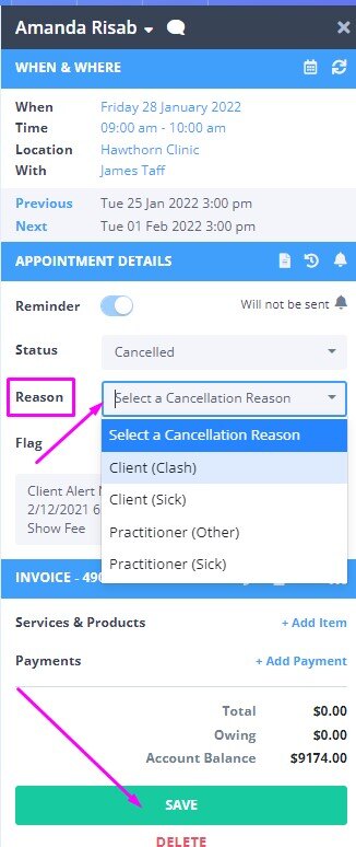 Using Cancellation Reasons